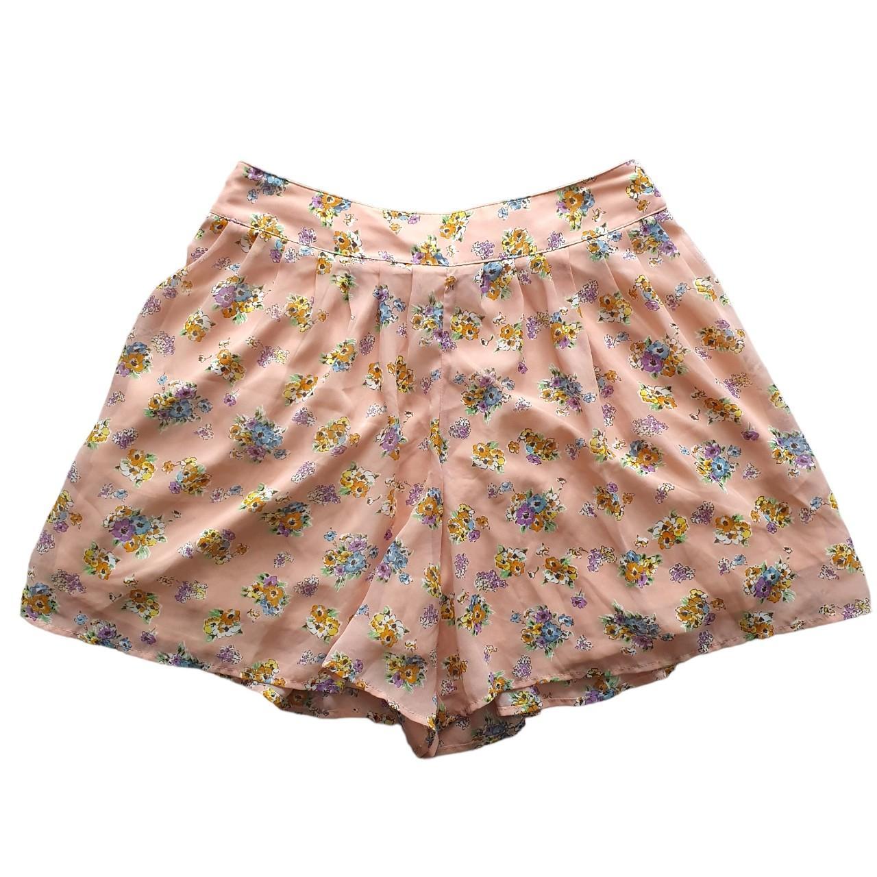 Floral Chiffon Shorts • Dusty pink floral shorts. •... - Depop