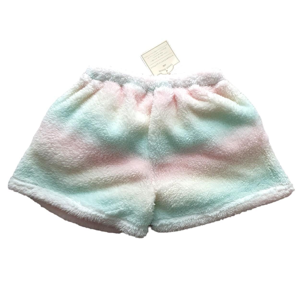 Fluffy Loungewear Shorts • Pastel rainbow soft... - Depop