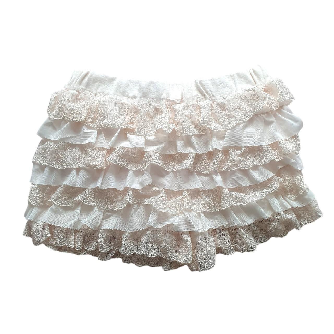 Pink Lace Ruffle Bloomers • White and pink ruffled... - Depop