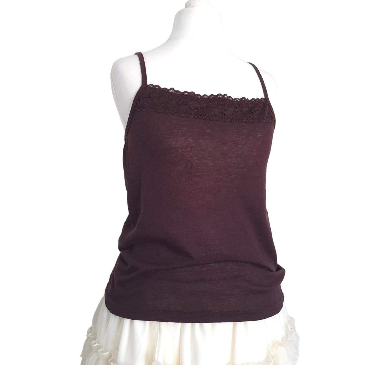 Mori Girl Brown Cami • Dark brown cami top. • Lace... - Depop
