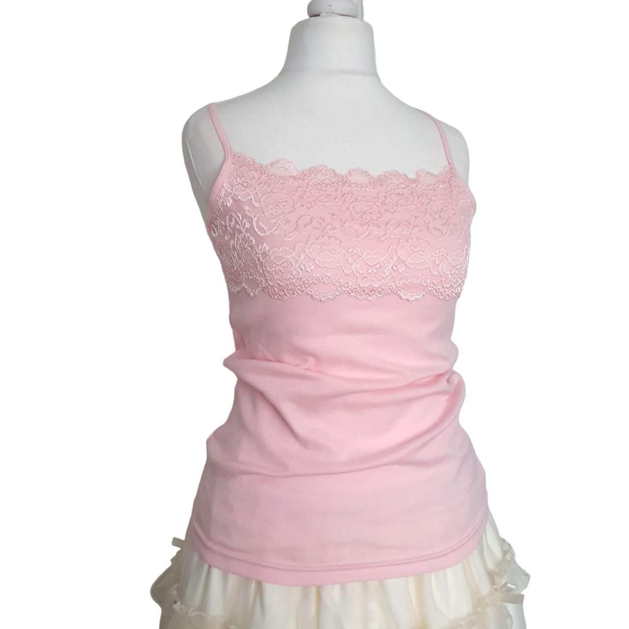 Y2K Pastel Pink Cami • Barbie pink cami top. • Lacy... - Depop
