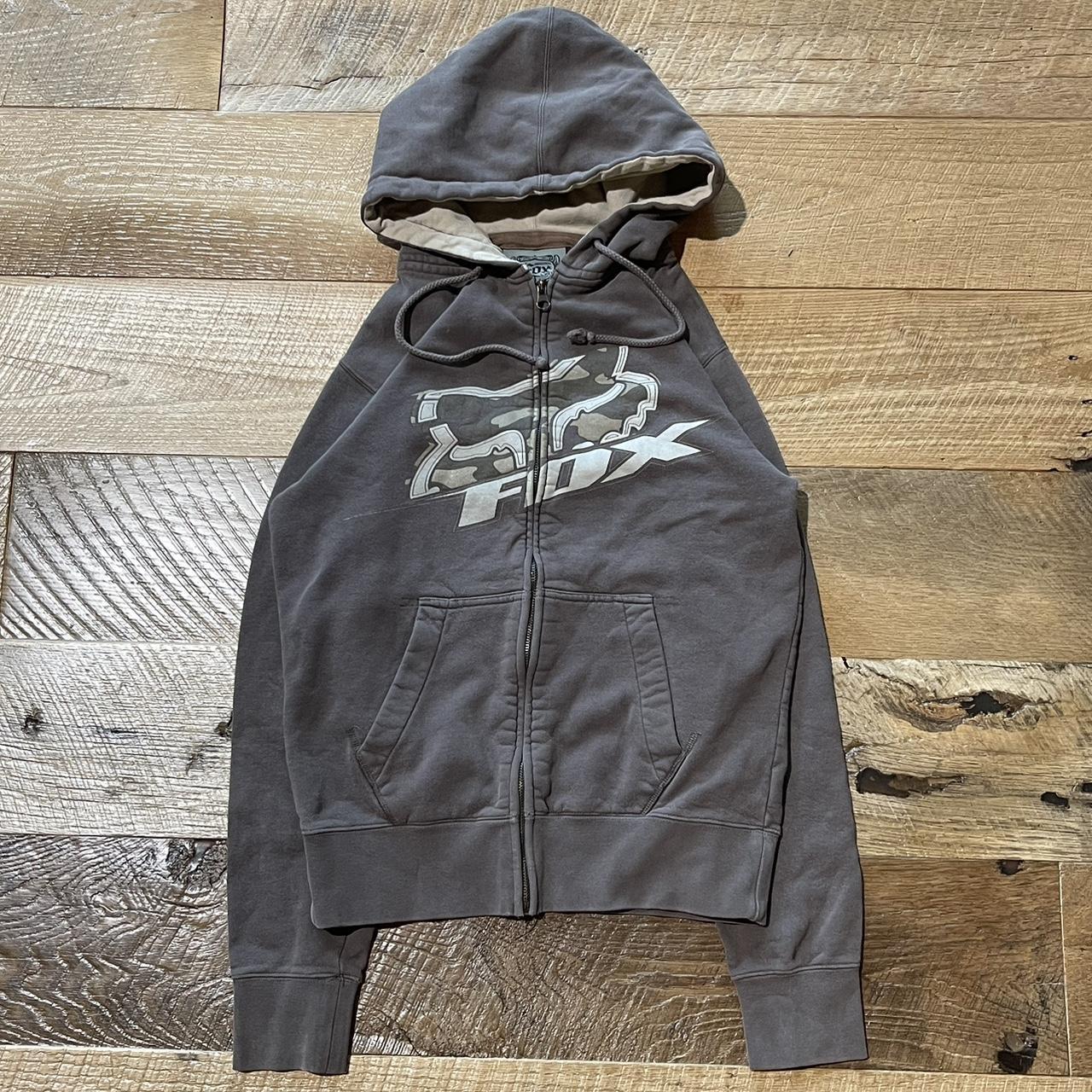 Fox Racing Men's Grey and Brown Hoodie | Depop