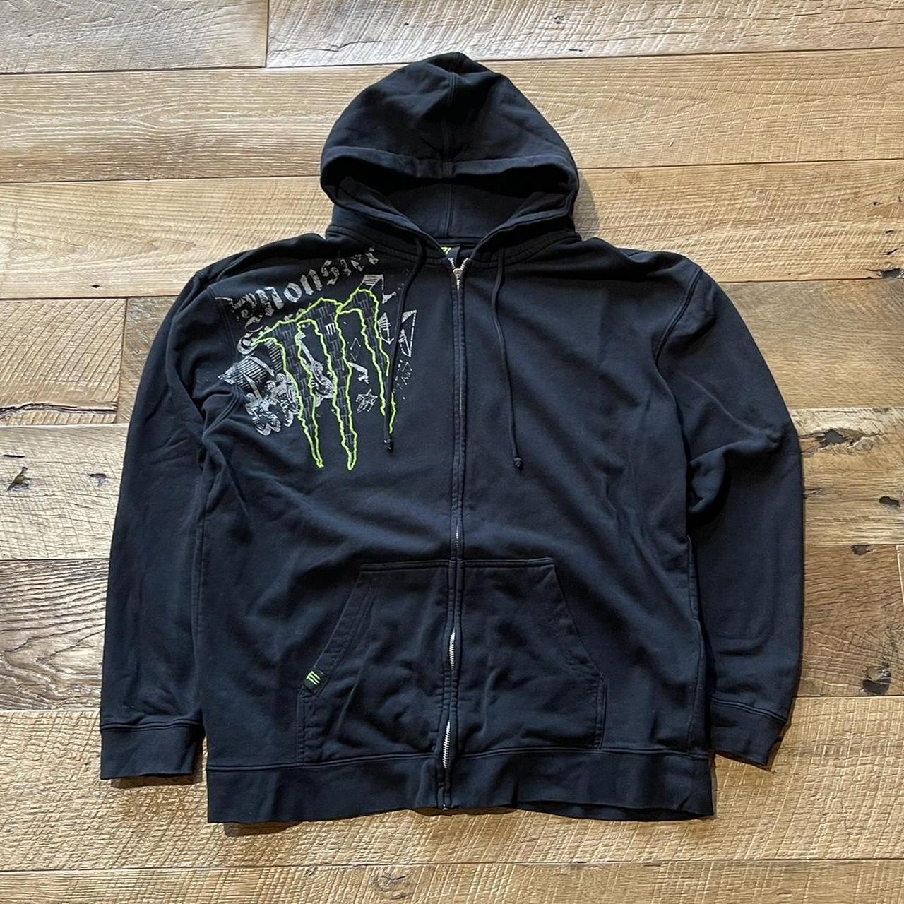 Y2K grunge cyber monster energy zip up hoodie ... - Depop
