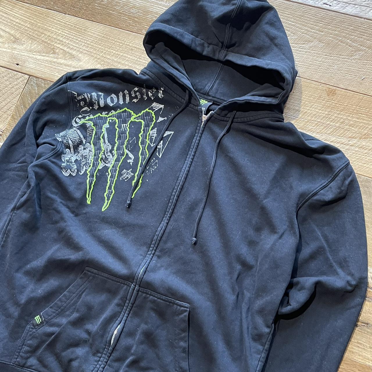 Y2K grunge cyber monster energy zip up hoodie ... - Depop