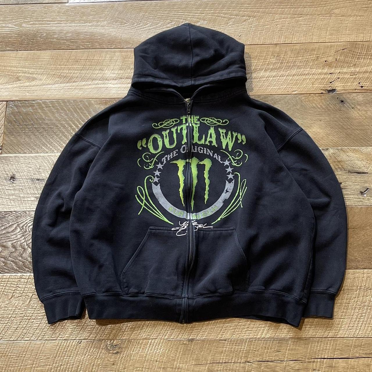 Y2K grunge monster energy the outlaw zip up... - Depop