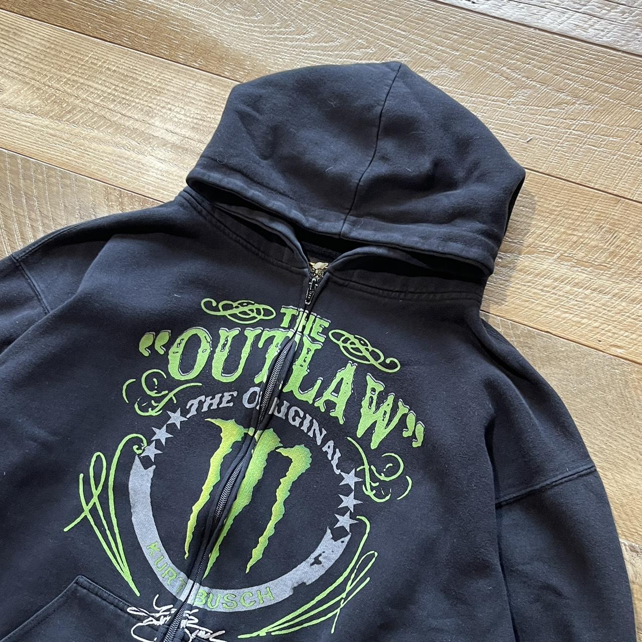 Y2K grunge monster energy the outlaw zip up... - Depop
