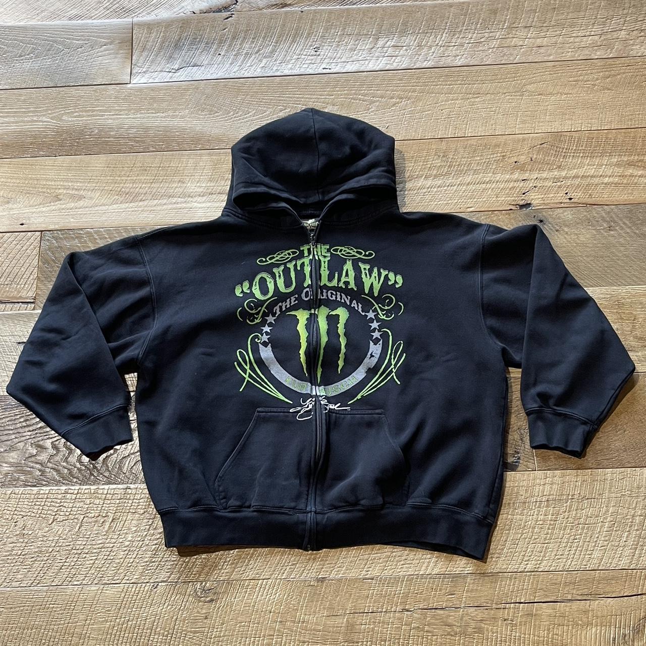 Y2K grunge monster energy the outlaw zip up... - Depop