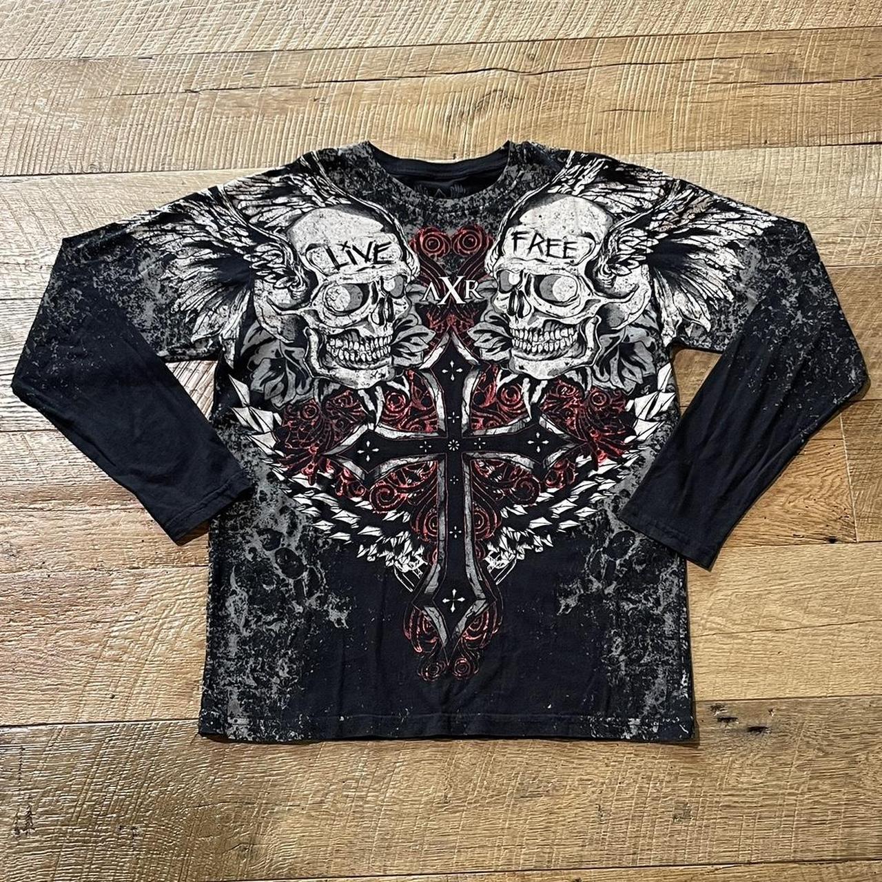 Y2K grunge xzavier skull longsleeve Beautifully... - Depop