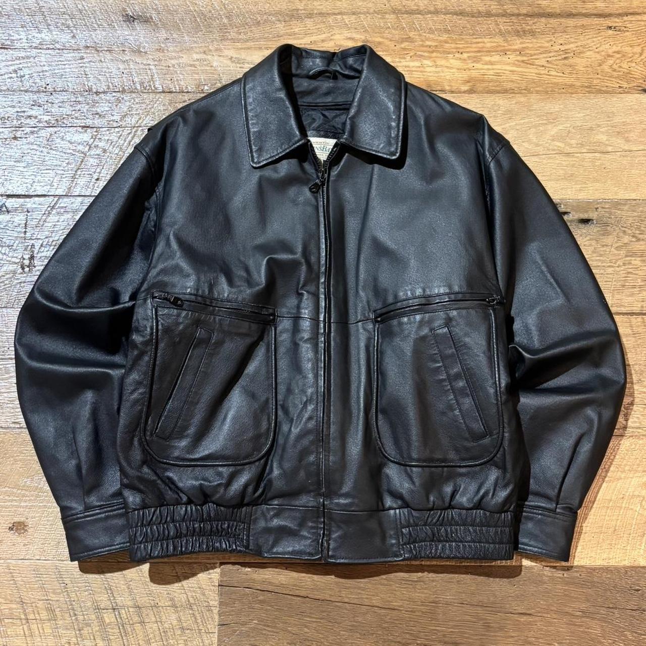 Y2K grunge St. John’s bay leather bomber jacket... | Depop