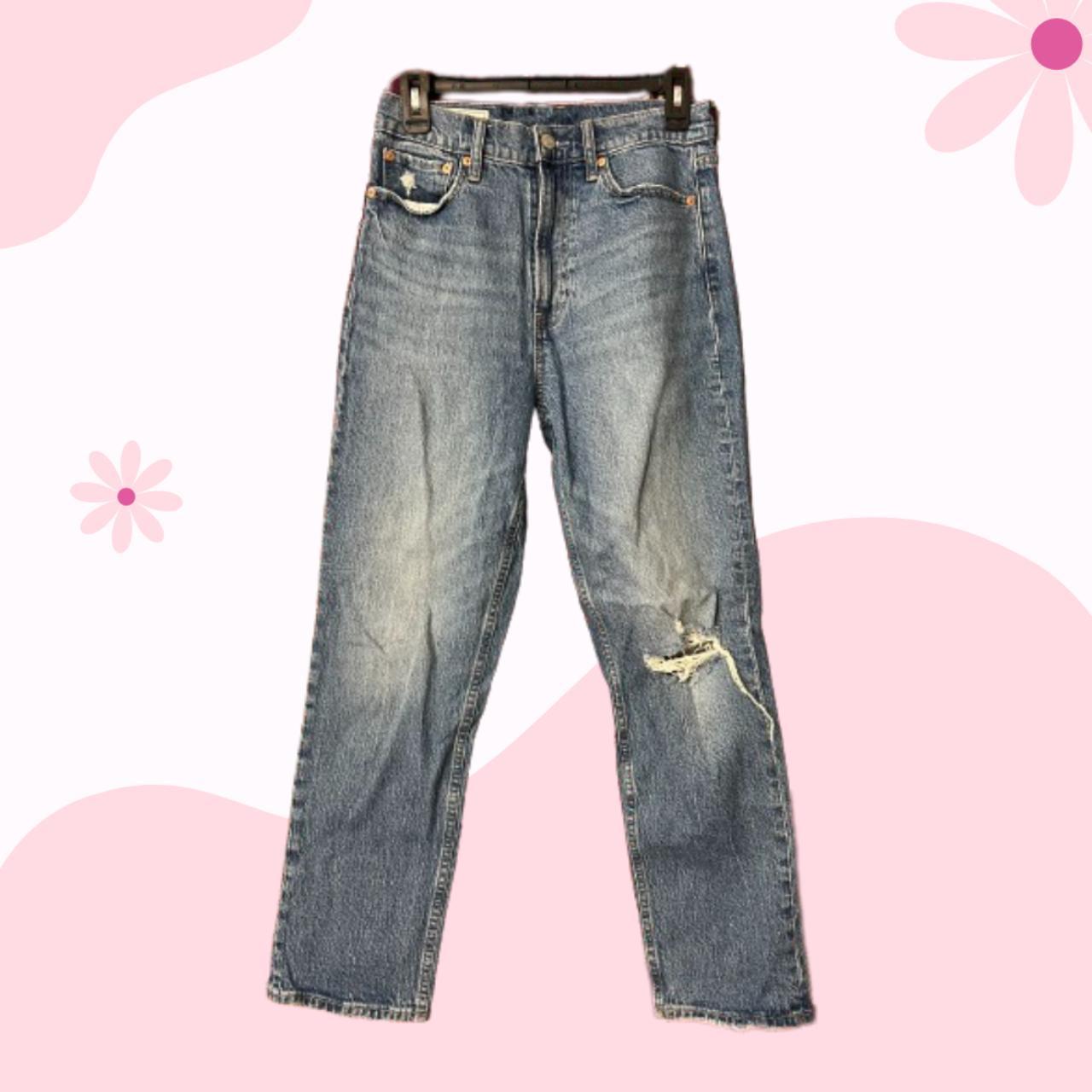 Gap cheeky straight sky high mid wash distressed... - Depop