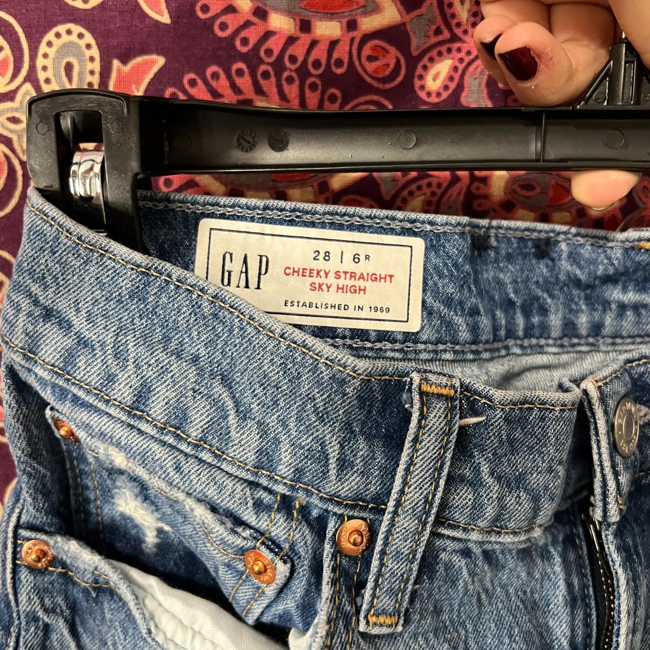 Gap cheeky straight sky high mid wash distressed... - Depop