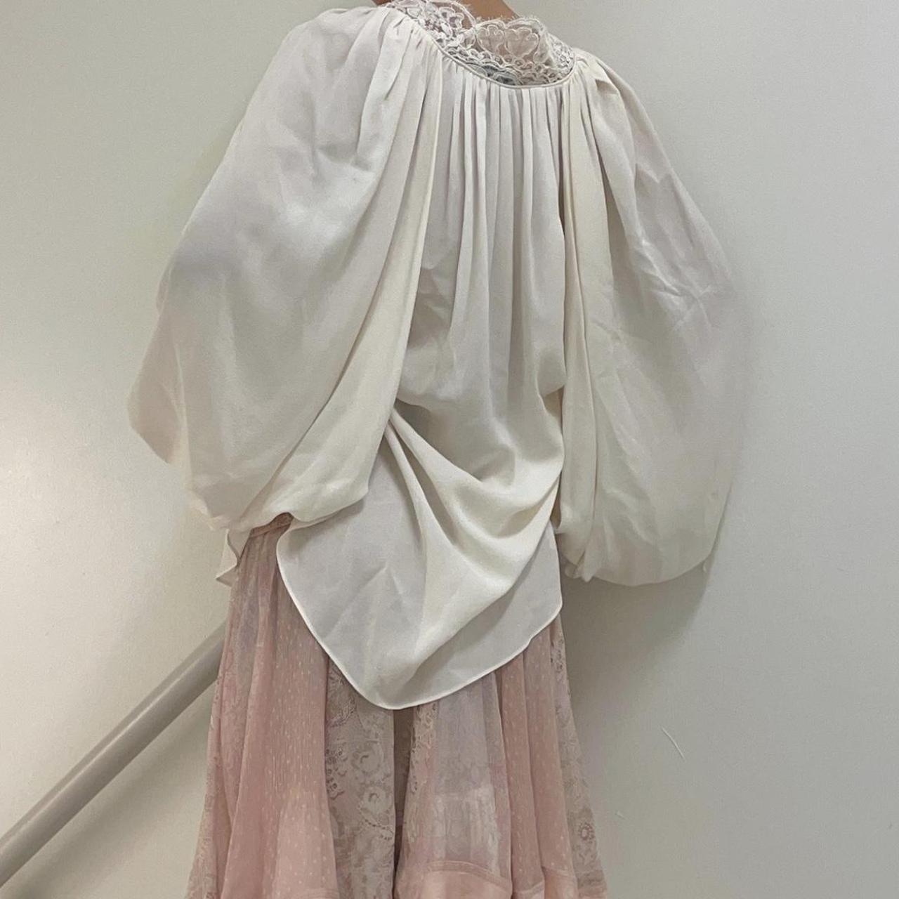 mcqueen 100% cream silk lace square neckline vintage... | Depop