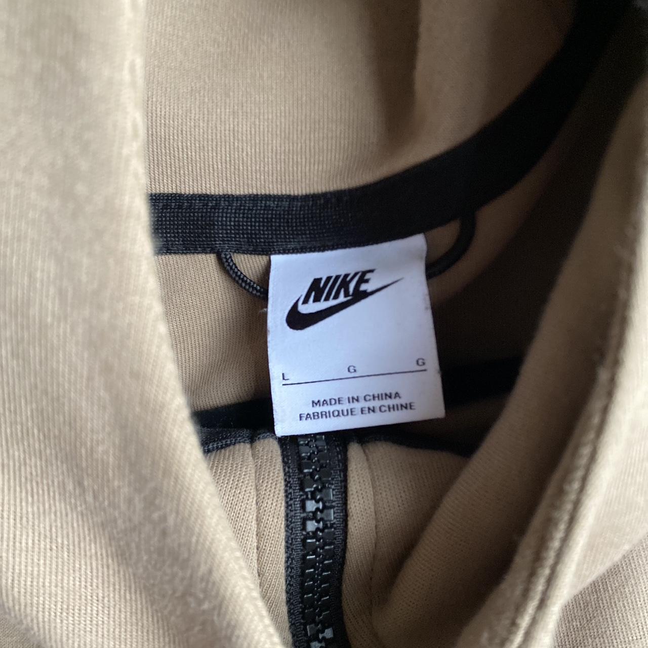 tan nike techfleece good condition few marks - Depop