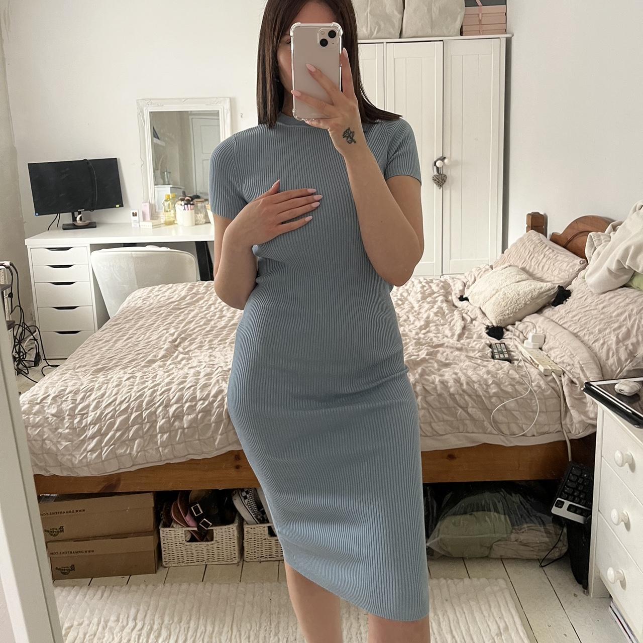 Primark blue ribbed knit bodycon midi dress. BNWT.... - Depop