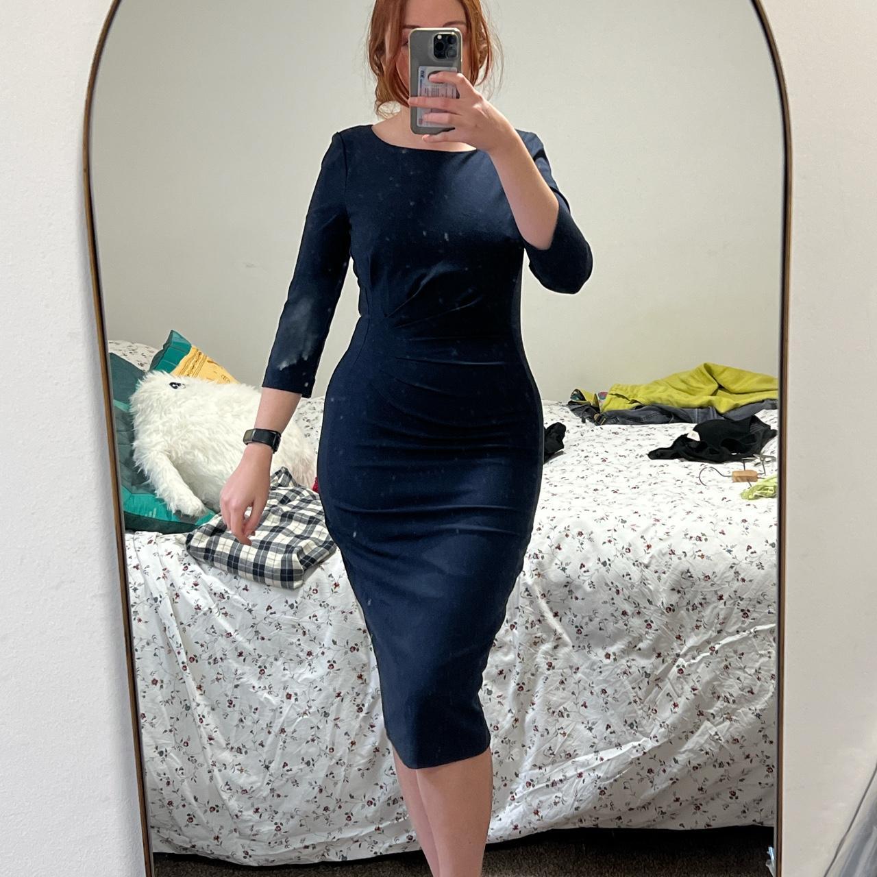 Gorgeous smart navy work dress m and s - size 8. - Depop