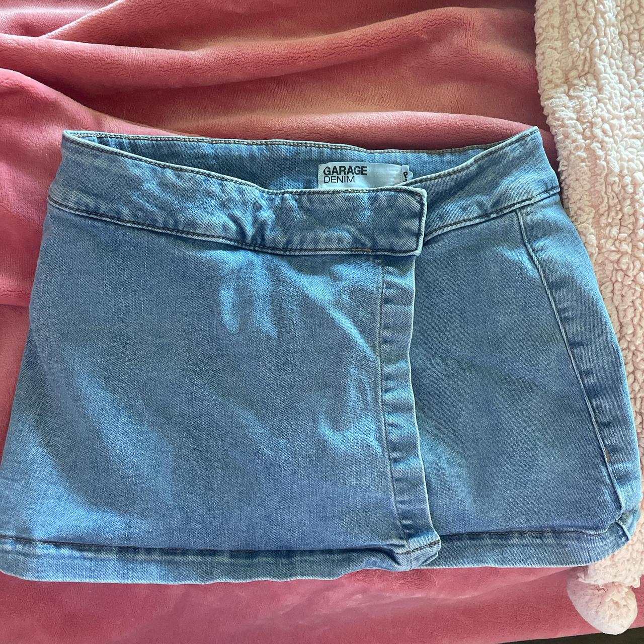 garage denim mini skort! perfect for the last few... | Depop