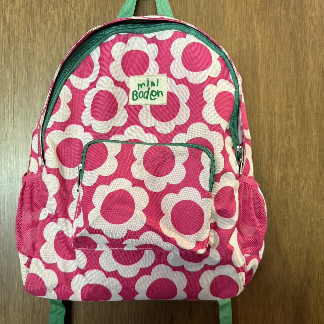 Mini Boden pink & white floral backpack... | Depop