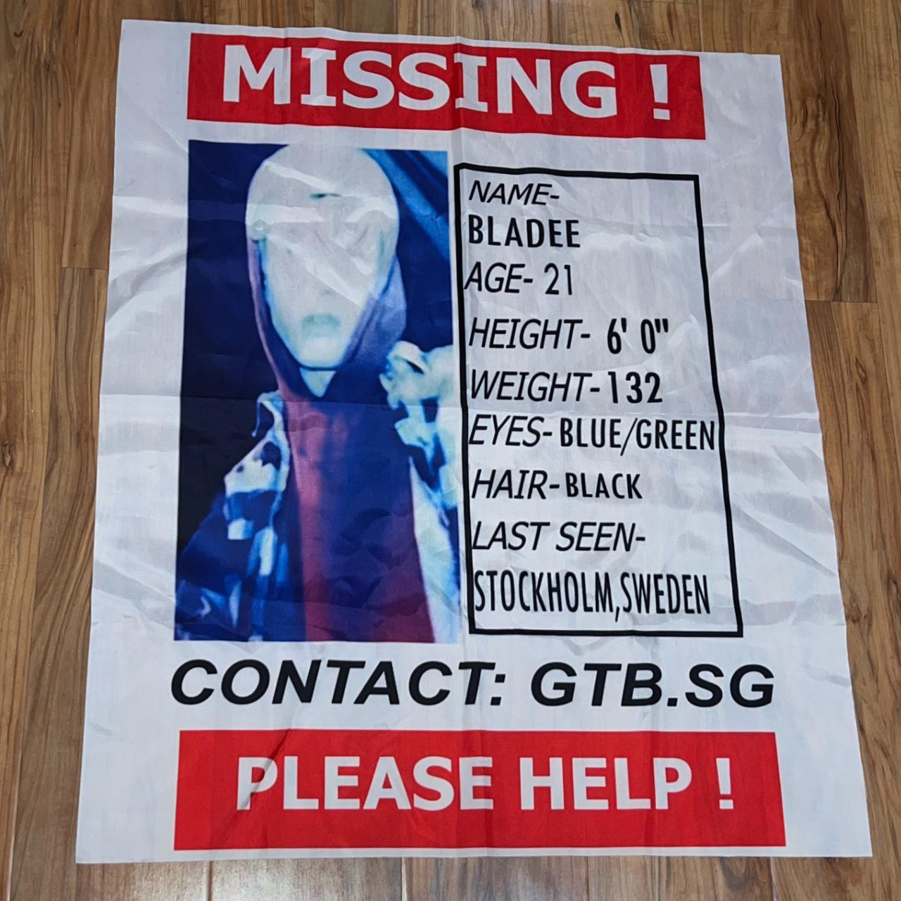 Bladee Missing Person Flag. 28x23 inches - Depop