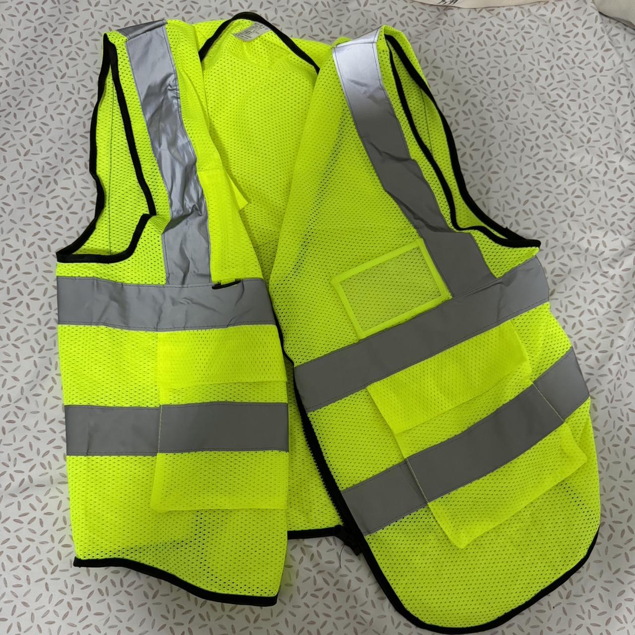 Cute oversized neon orange/green work vest for... - Depop