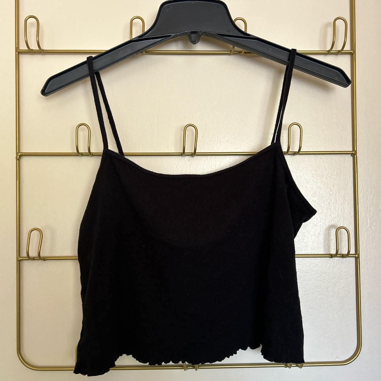 Simple cami black spaghetti strap crop top #cami... - Depop