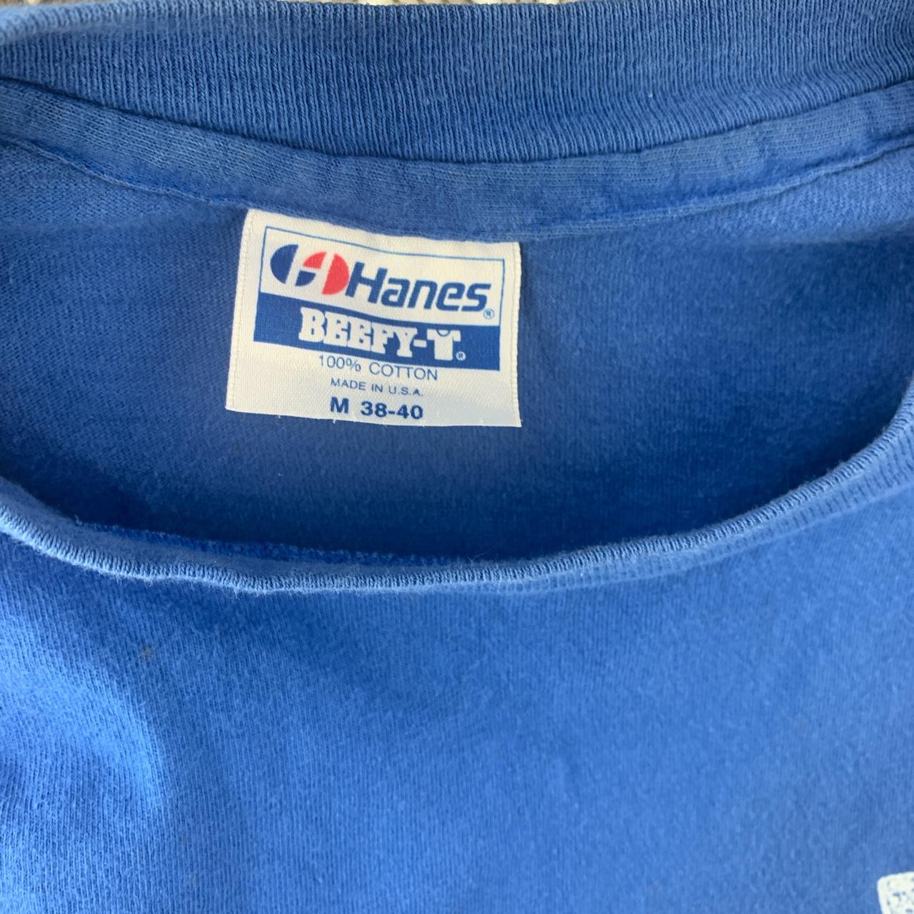 80s Hawaiian Style Ulua fish t shirt Cool vivid blue... - Depop