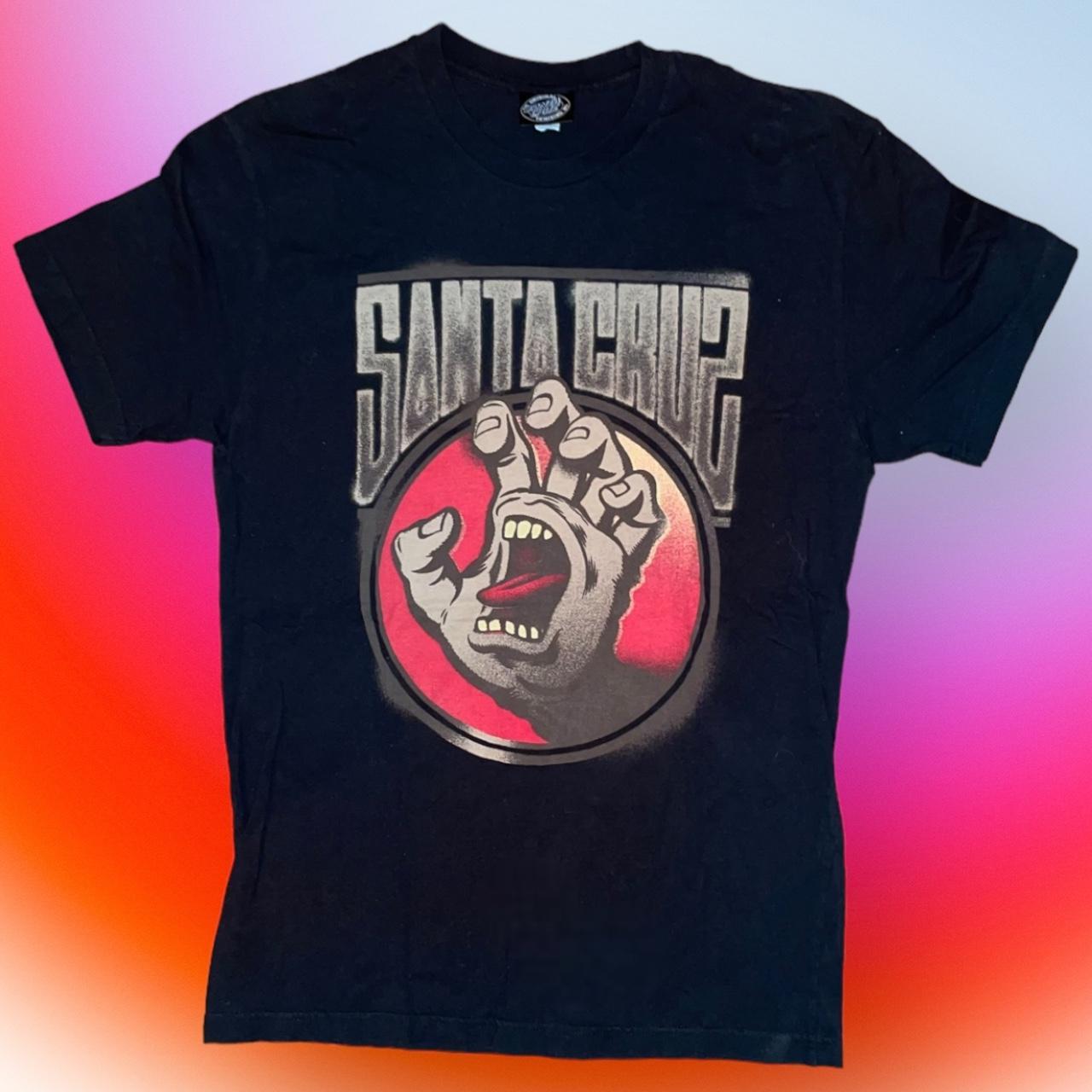 Santa Cruz man screaming black graphic tshirt... - Depop