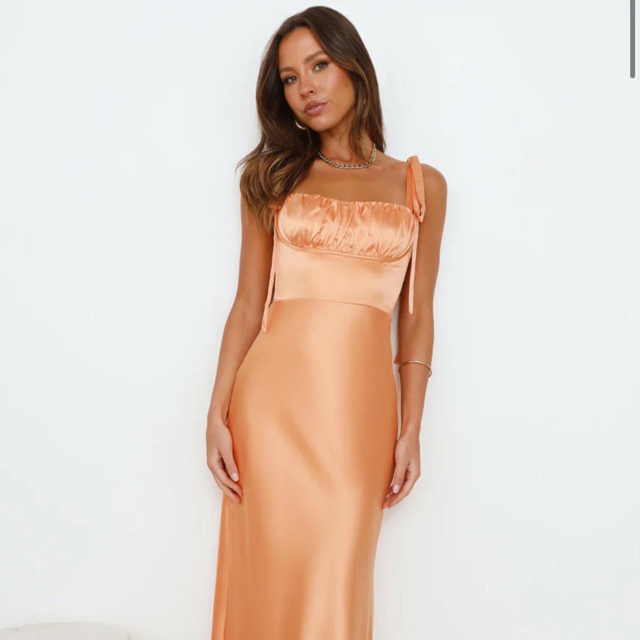 Hello Molly define luxury satin maxi peach RRP:... - Depop