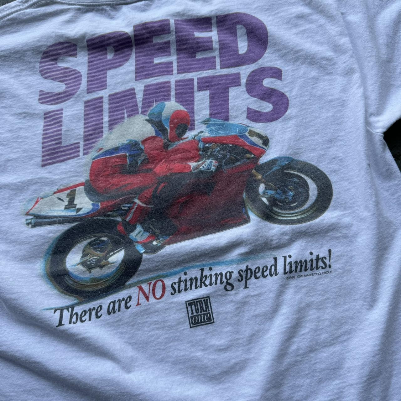 Vintage 90s Sports Bike Speed Limits T Shirt Has a... - Depop