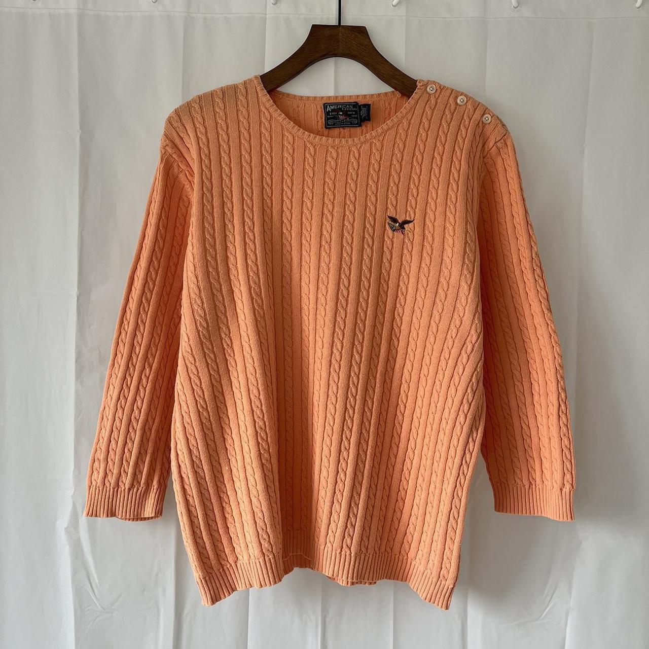 00s y2k orange cable knit jumper - S Vintage cable... | Depop