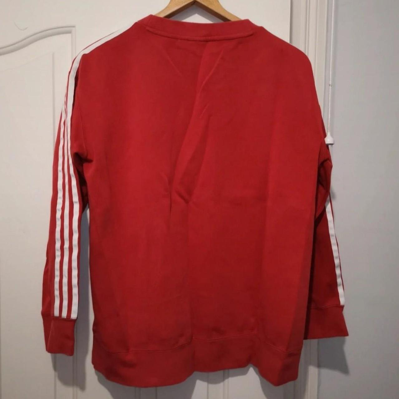 Adidas Red Three Stripe Logo Embroidered... - Depop