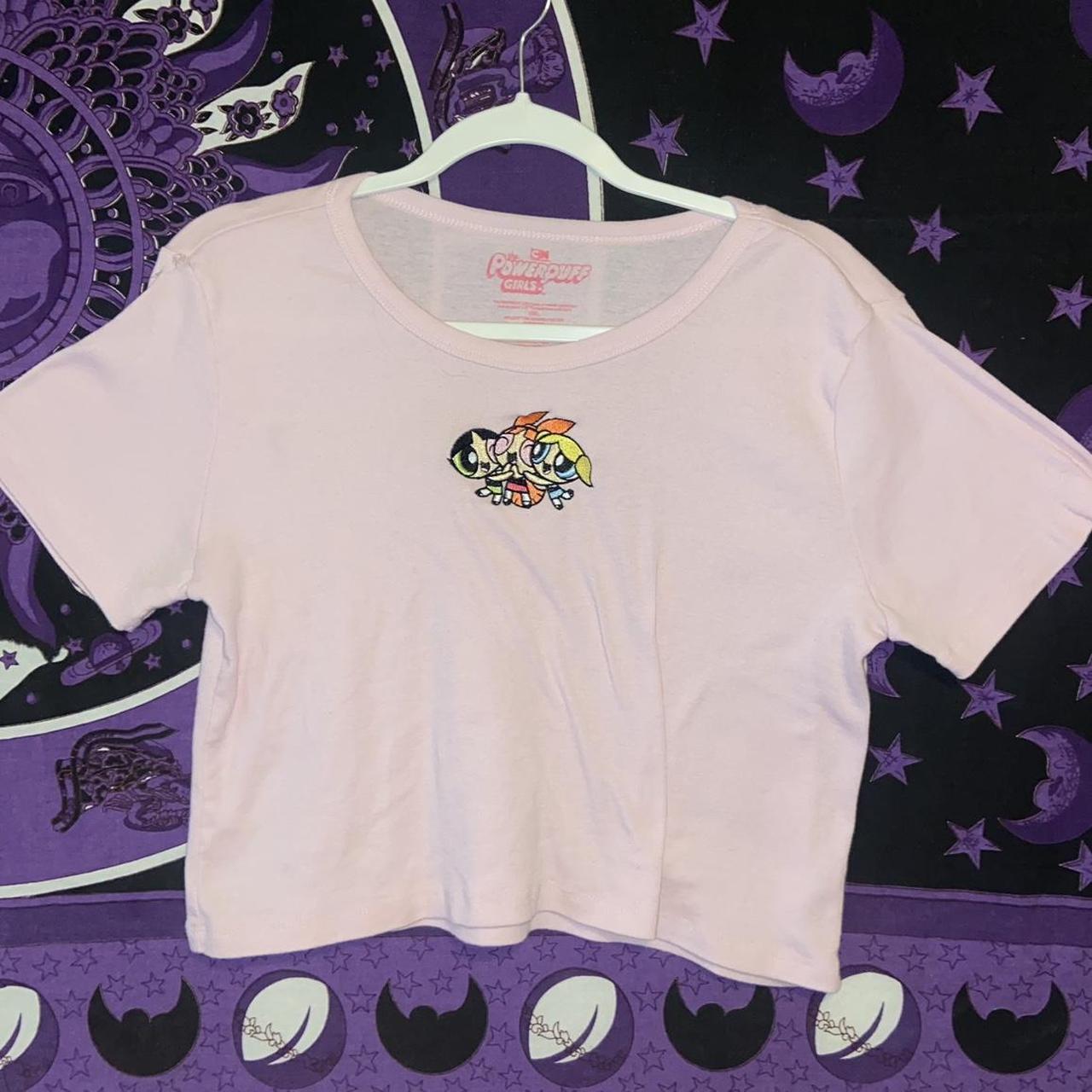 target pink top with powderpuff girls embroidered... - Depop