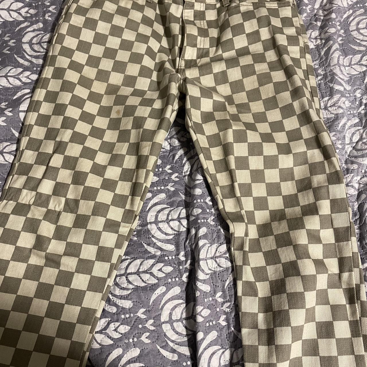 Cool urban checker jeans . Unisex cropped kinda fit... - Depop