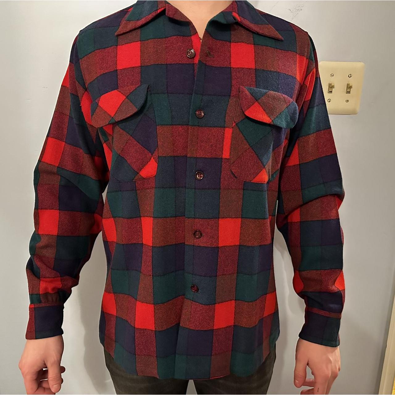 Pendleton Men's Red and Navy Shirt | Depop