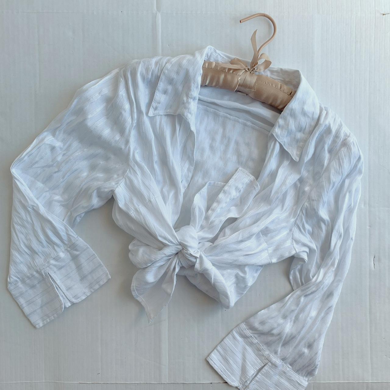 JM Collection Women's White Blouse | Depop