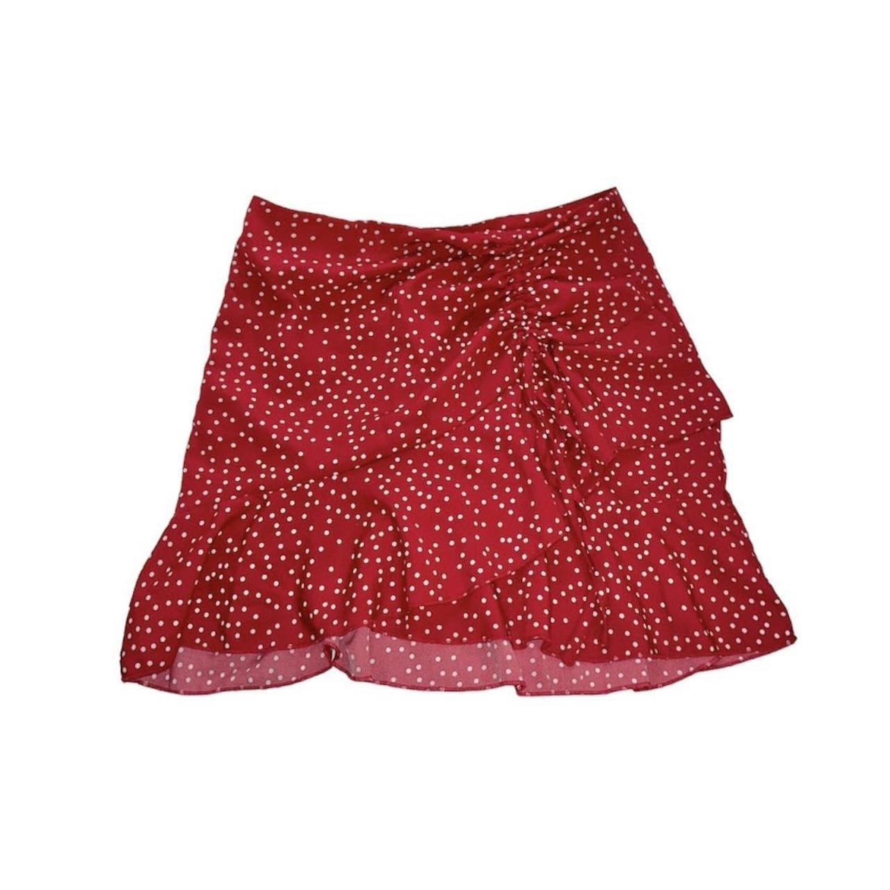 red ruffle skirt perfect for summer - from boutique... - Depop