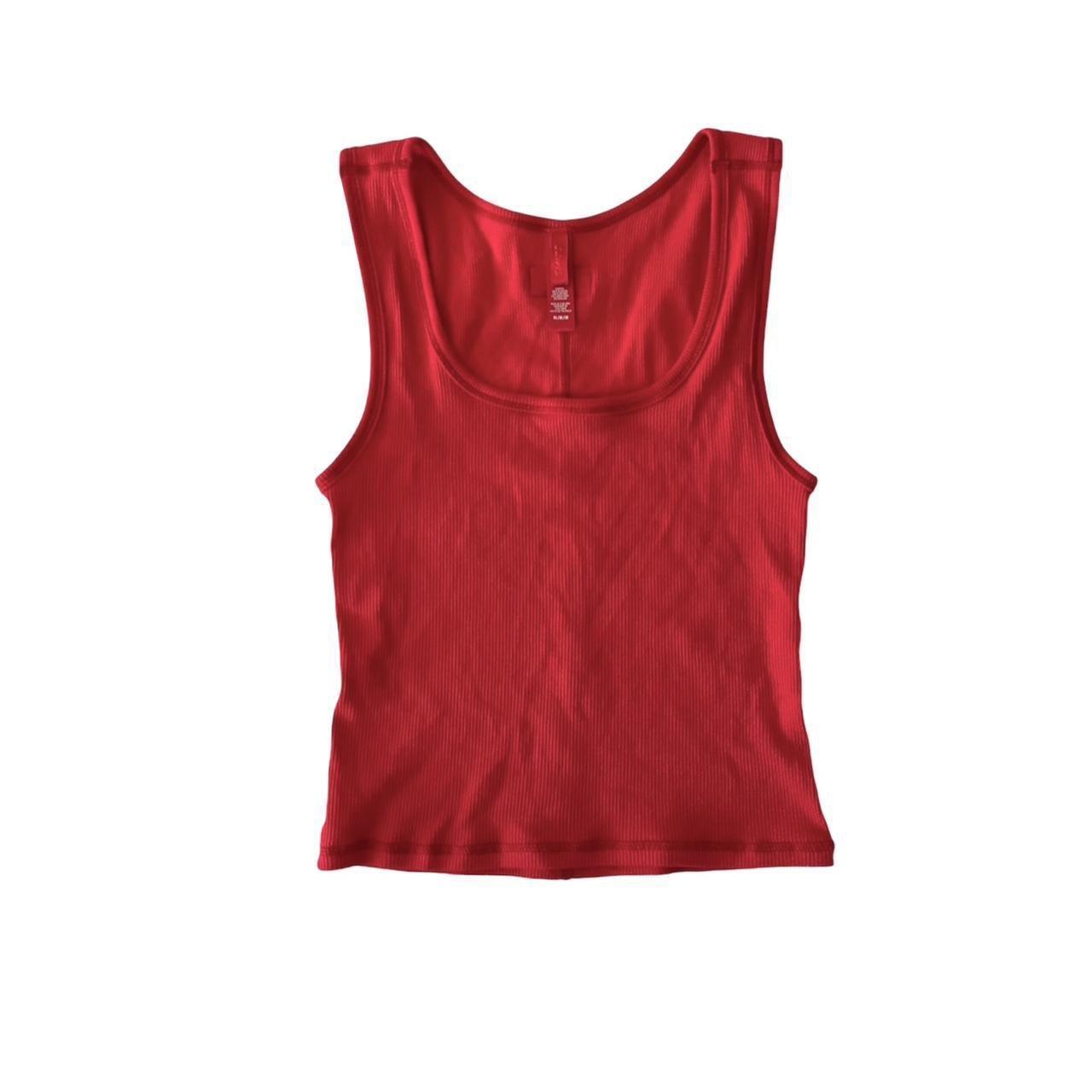 Red Skims cotton ribbed tank ️ in ruby red size... - Depop
