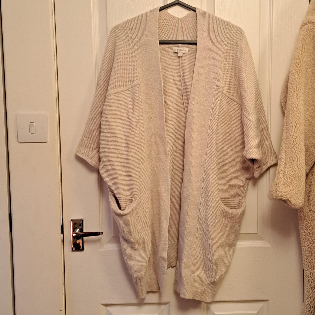 Monsoon oversized cream/beige knit cardigan. Loves... - Depop
