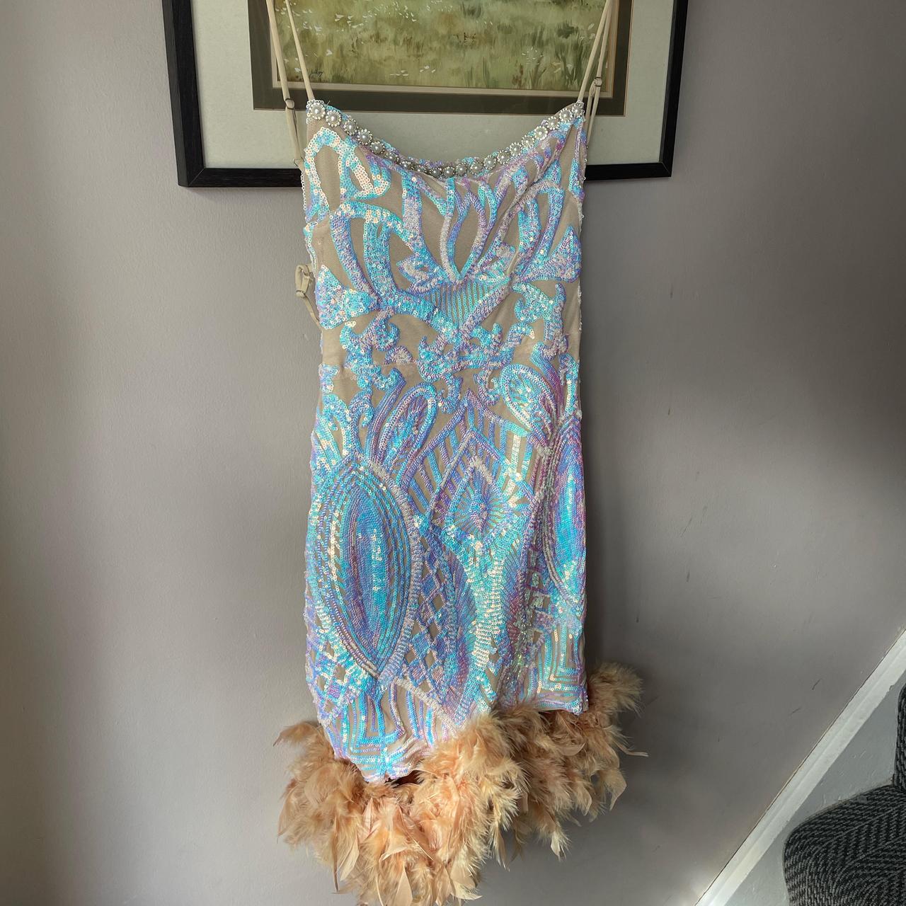 House of Maguie sequin feather dress - Depop