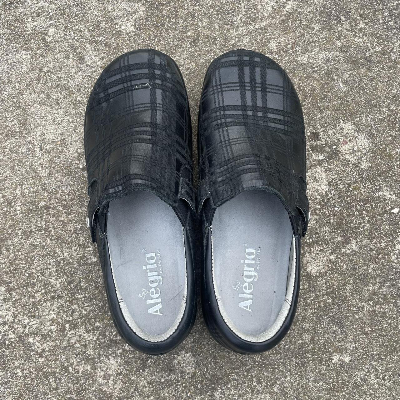 Alegria Black Plaid Slip On Clogs Womens EUR 37 US 6.5 - Depop
