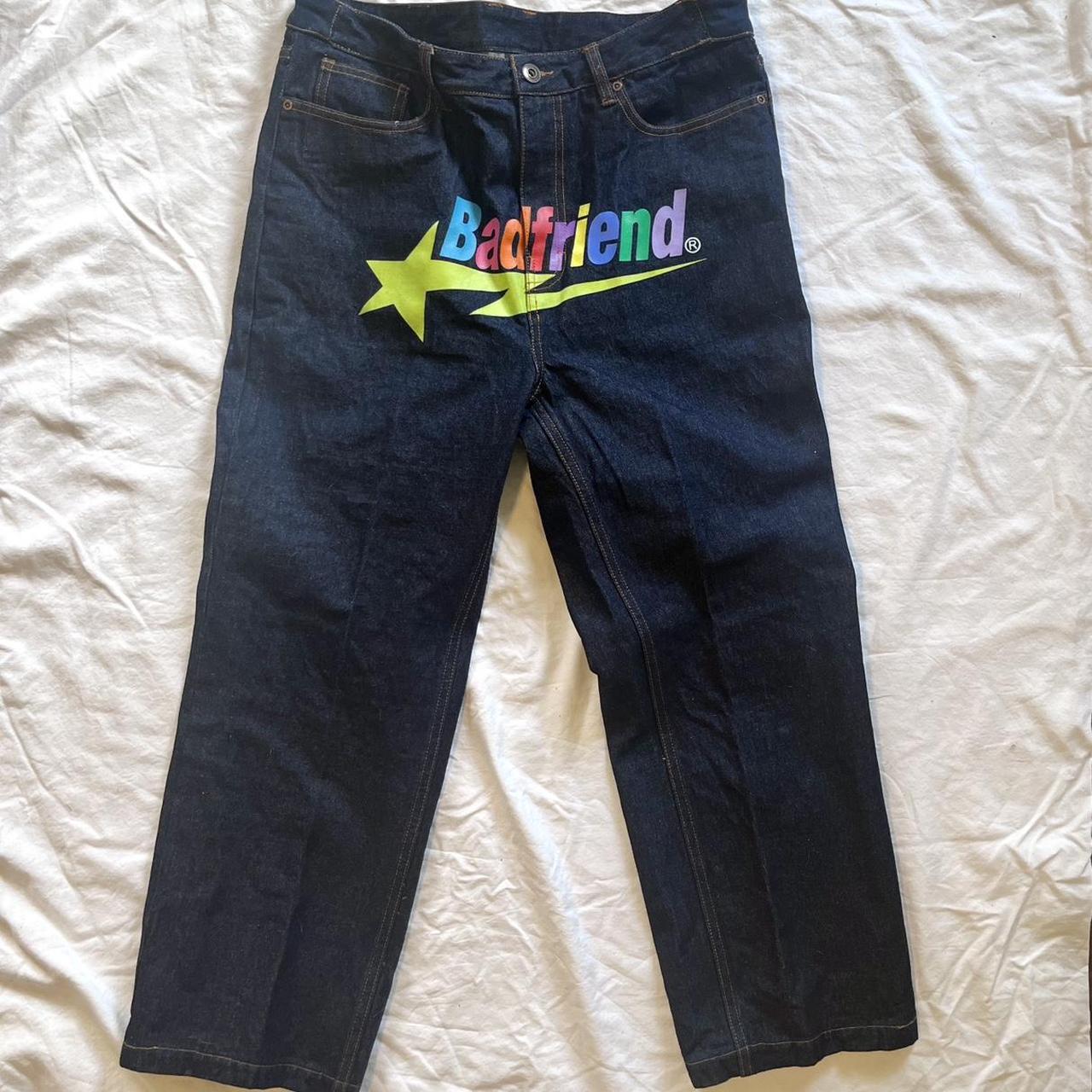 rare colorful badfriend dark wash jeans copped on... - Depop