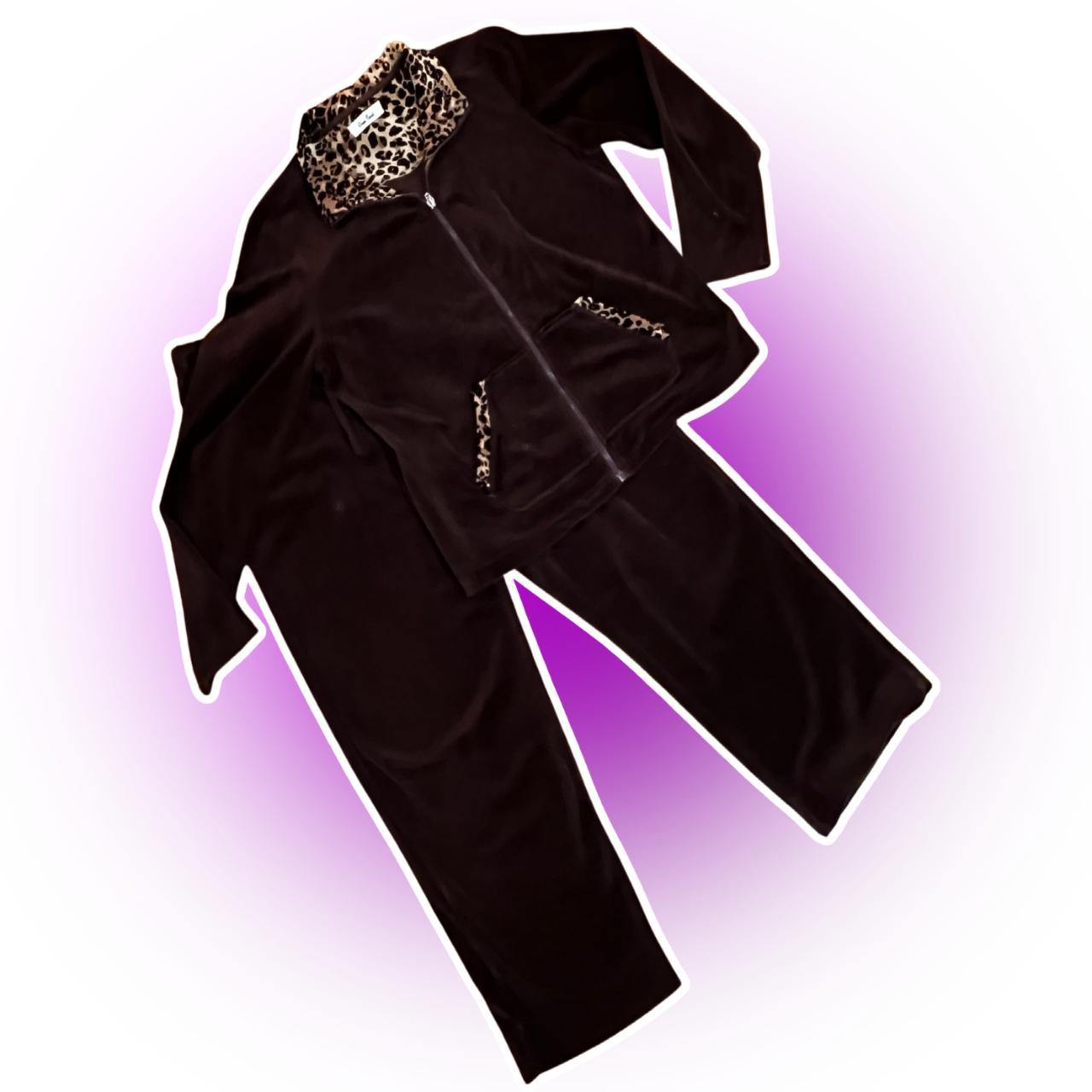 Onque Casuals velour tracksuit with cheetah print... - Depop