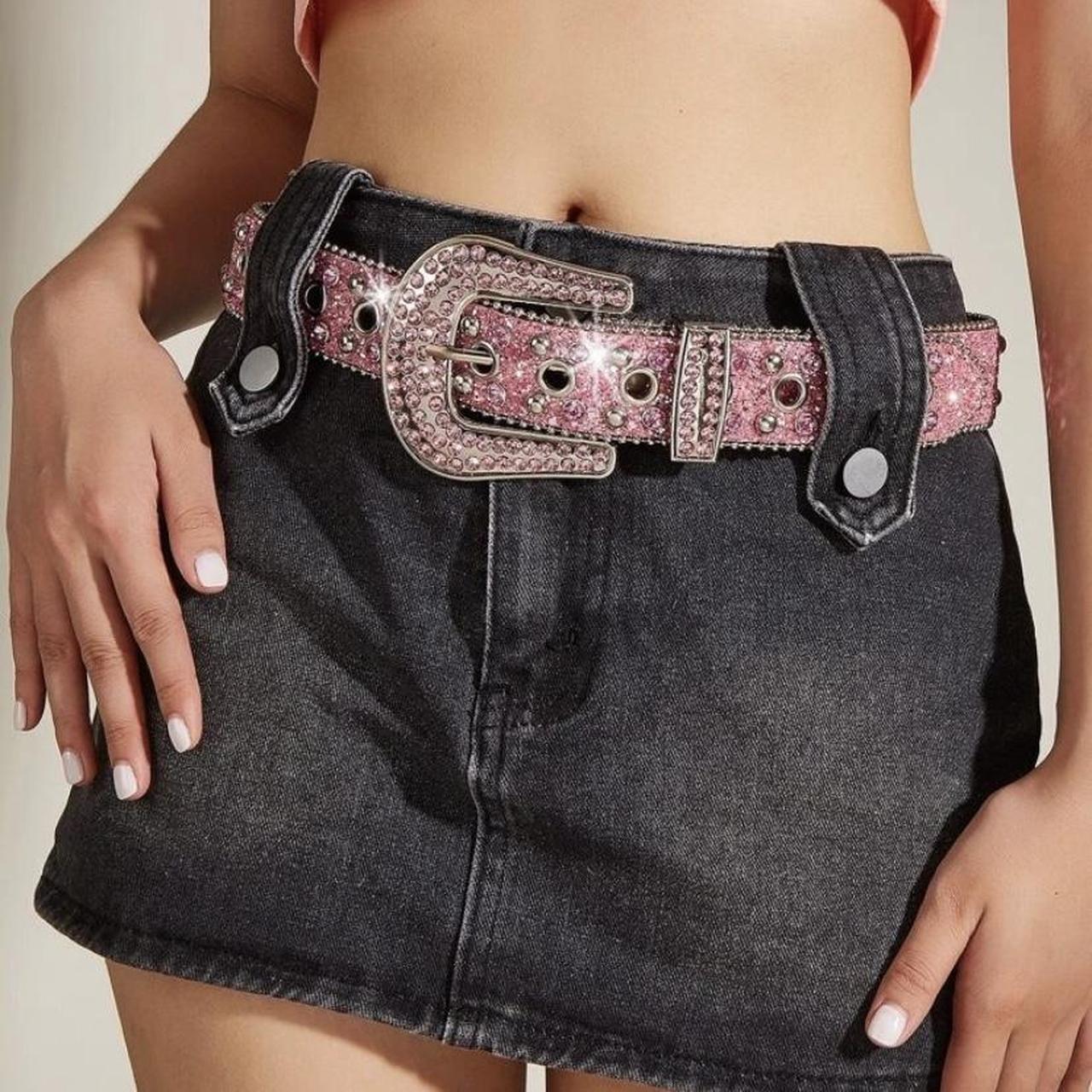 BRAND NEW💓 pink y2k sparkly belt with rhinestones... - Depop