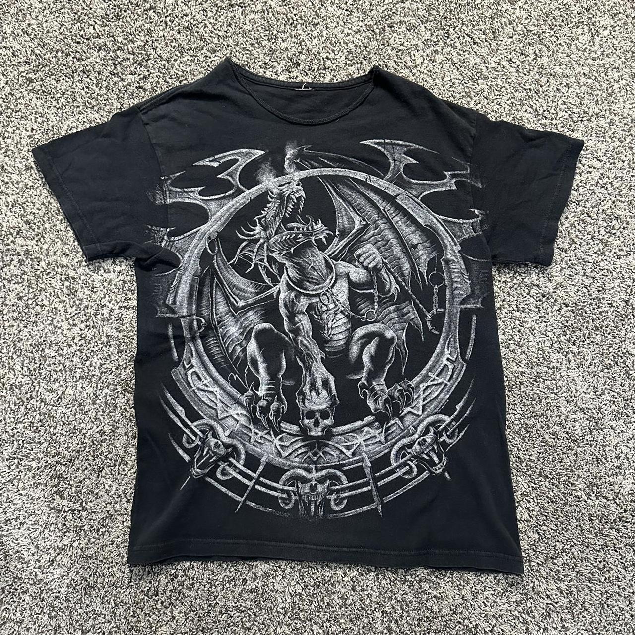 Y2K liquid blue Dragon front AOP 2001 Really sick... - Depop