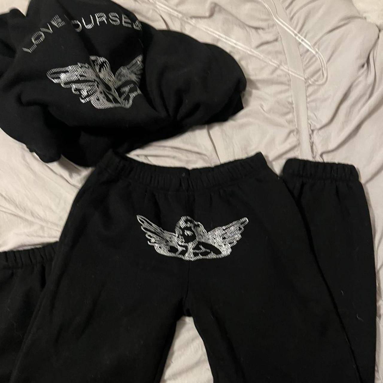 black sparkly edikted sweatshirt and sweatpants -... - Depop
