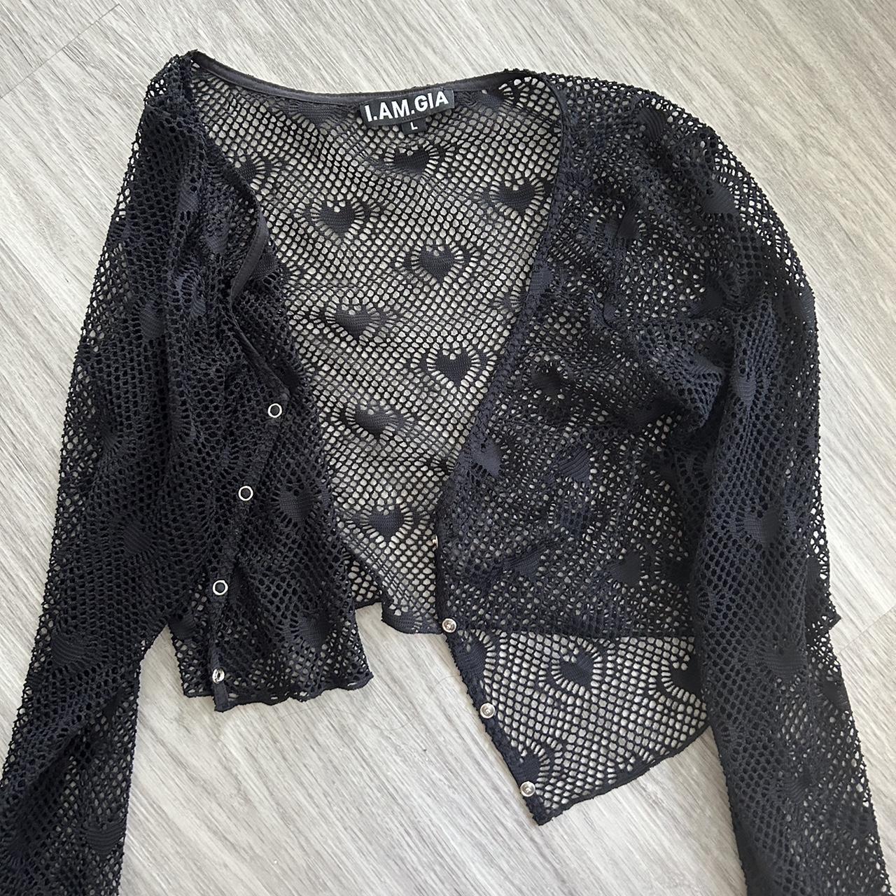 Iamgia heart mesh cardigan - Depop