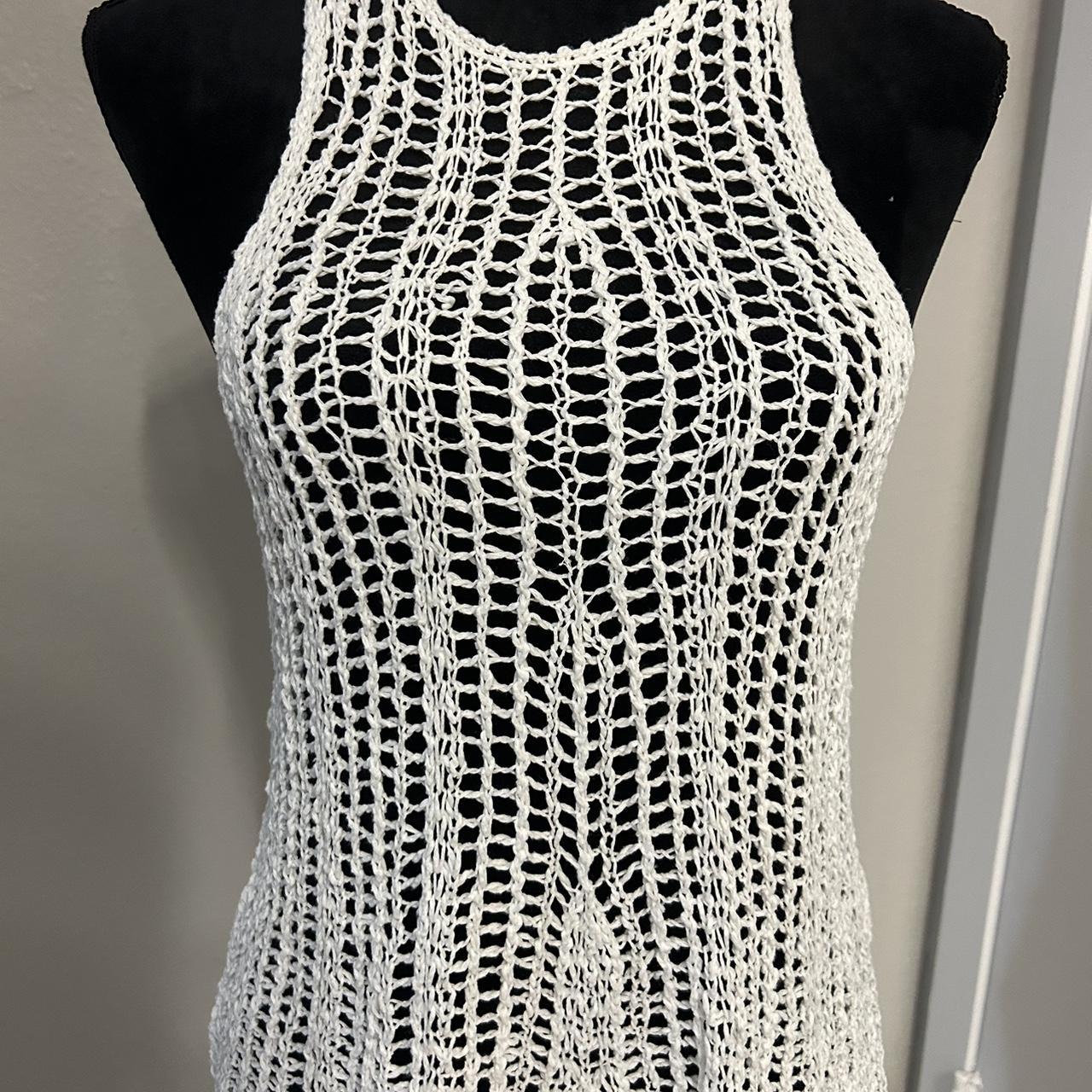 white subversive knit tank - Depop