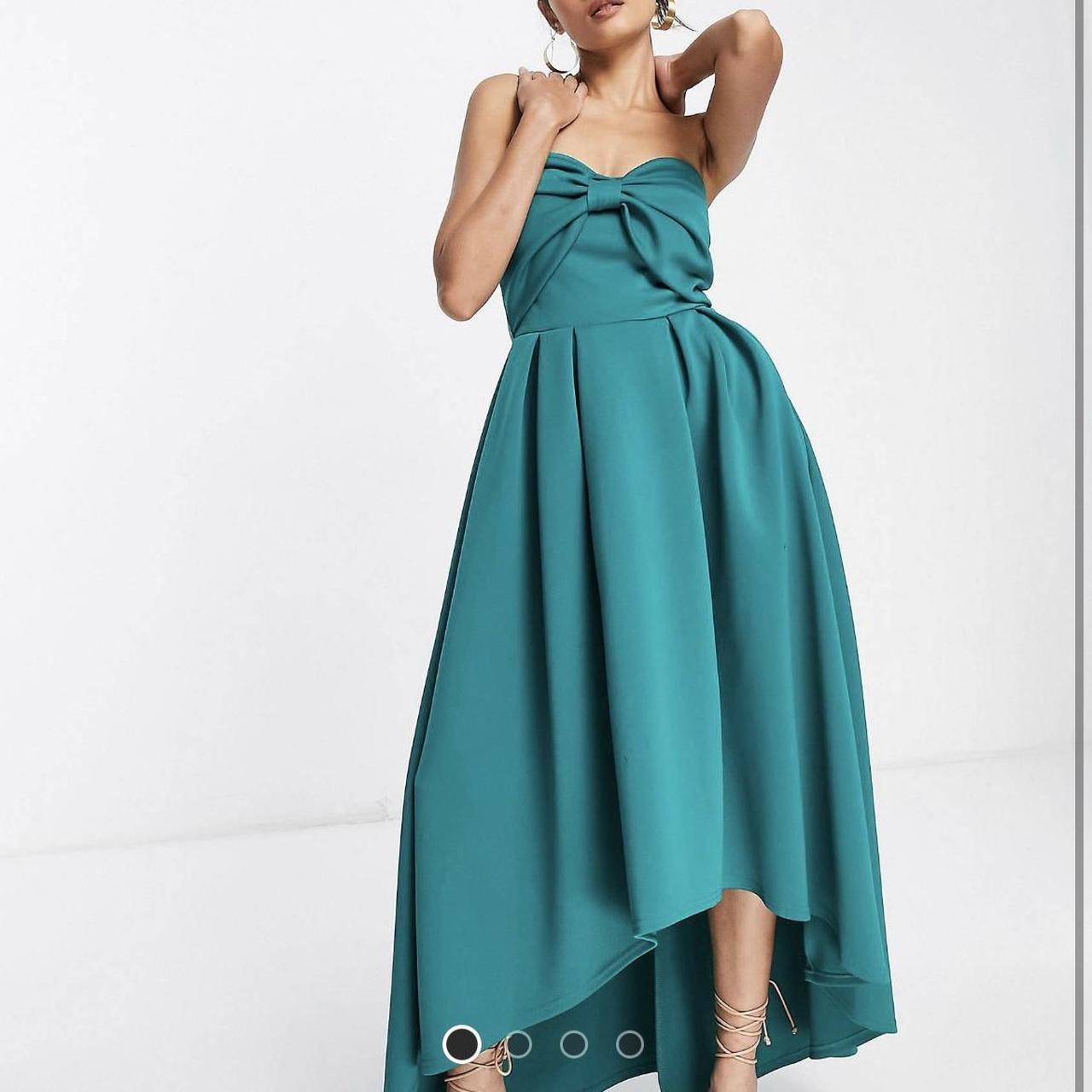 True violet oversized bow high low midi dress in... - Depop