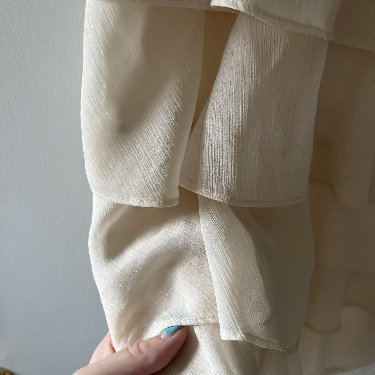 Candies sparkly cream ruffle cami dress top Size L... - Depop