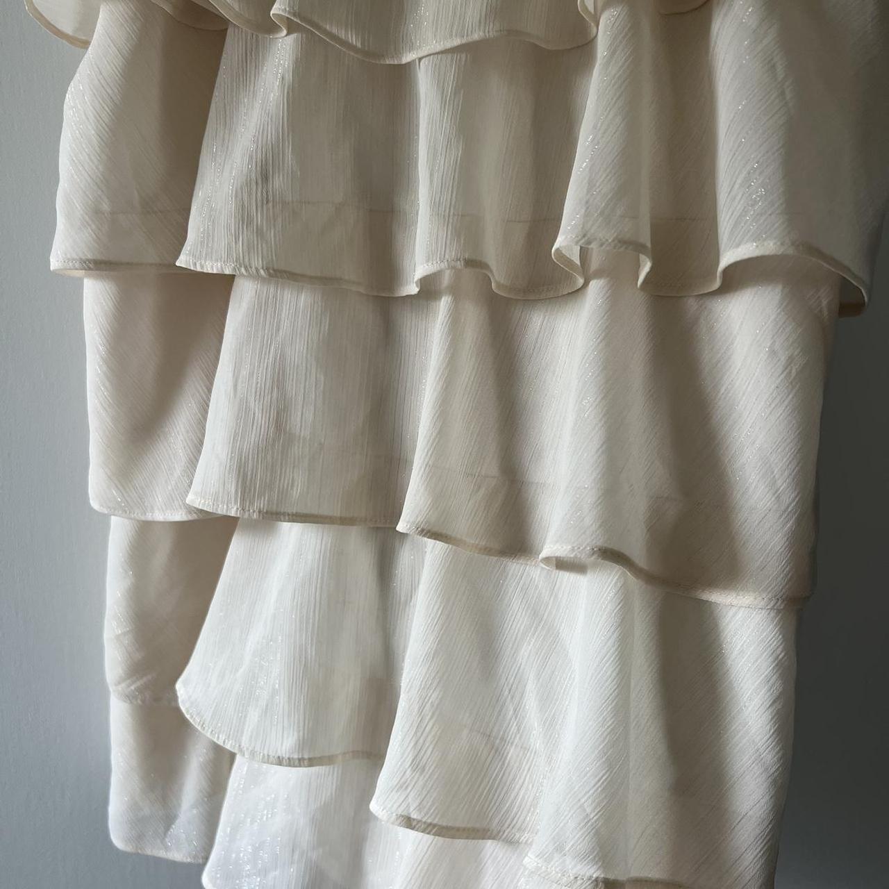 Candies sparkly cream ruffle cami dress top Size L... - Depop