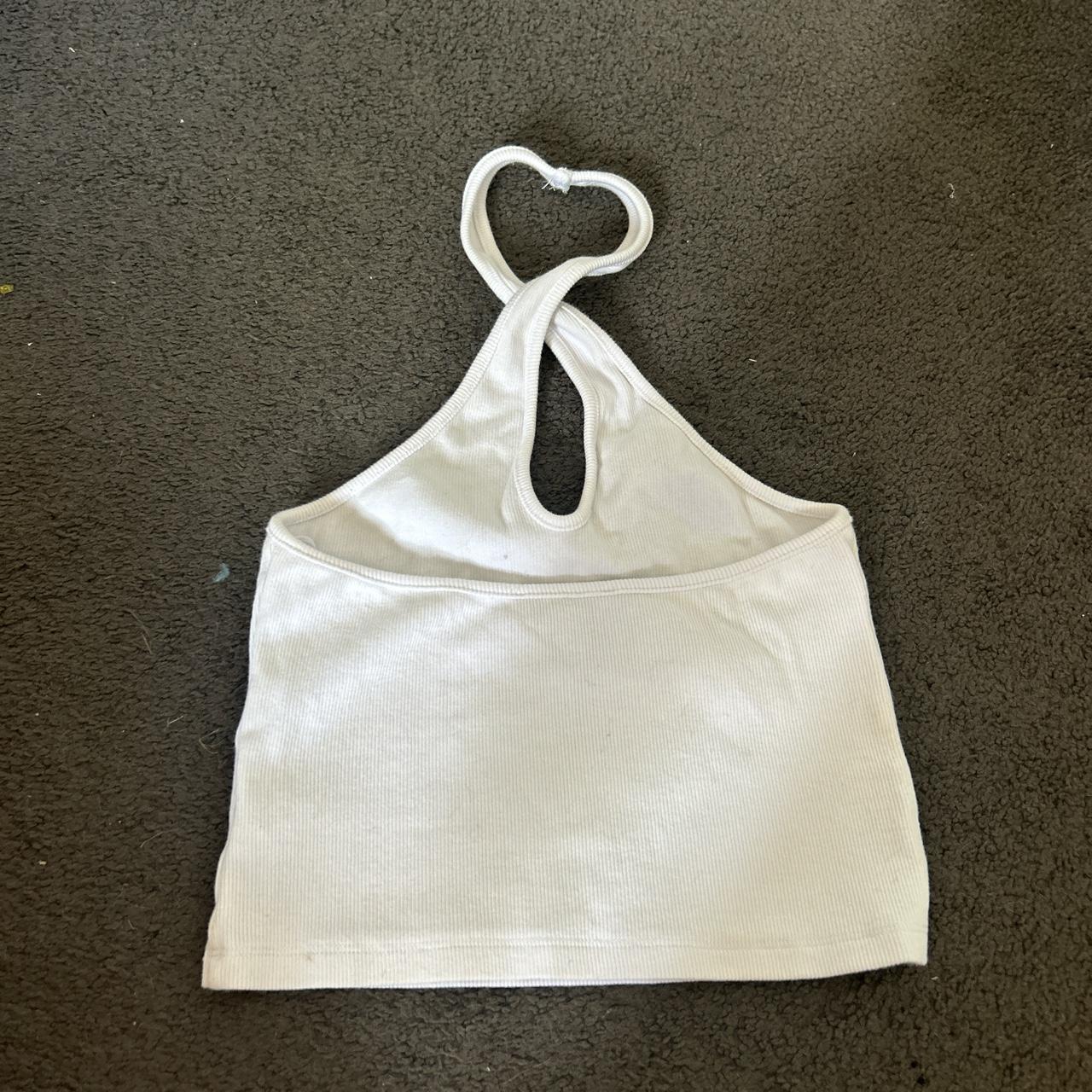 White cross over halter neck top size 10 - Depop